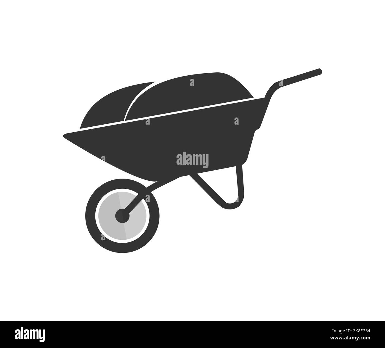 Brouette avec logo d'engrais organique. Icône de brouette de jardin ...