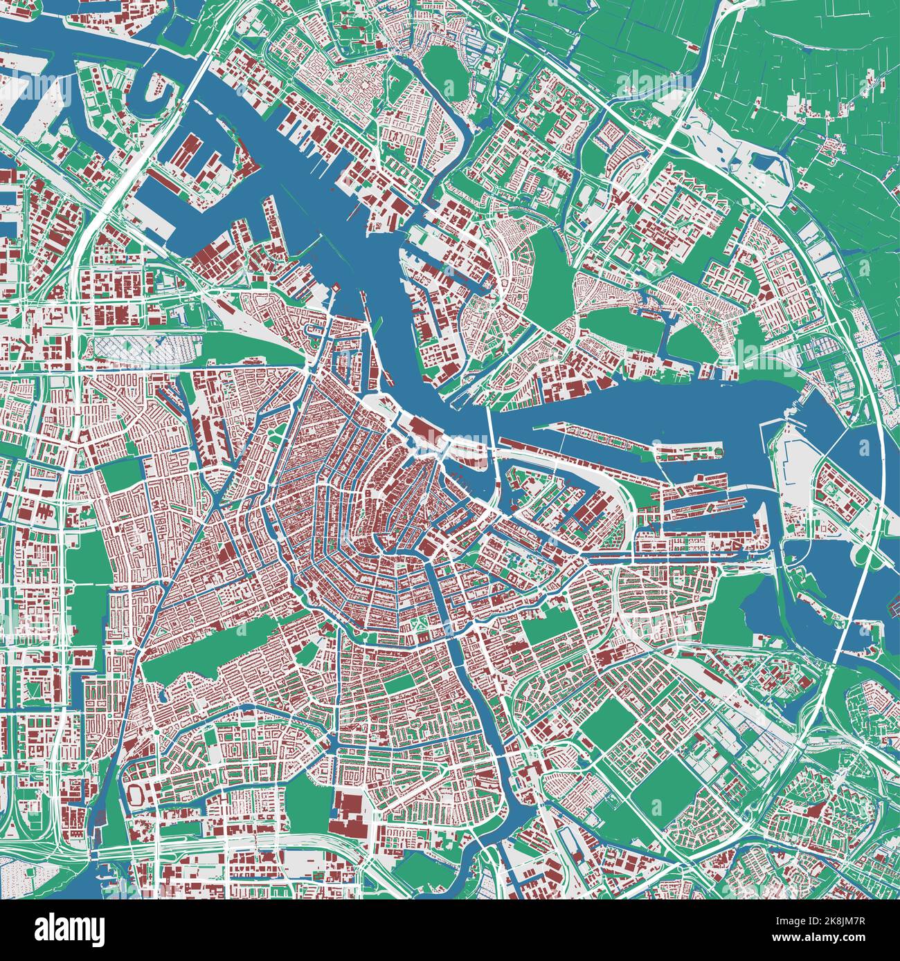 Carte vectorielle Amsterdam. Carte détaillée du quartier administratif ...
