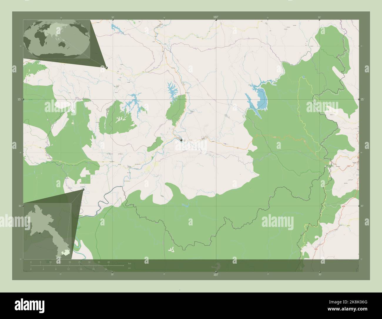 Atapu, province du Laos. Ouvrez la carte des rues. Lieux des ...