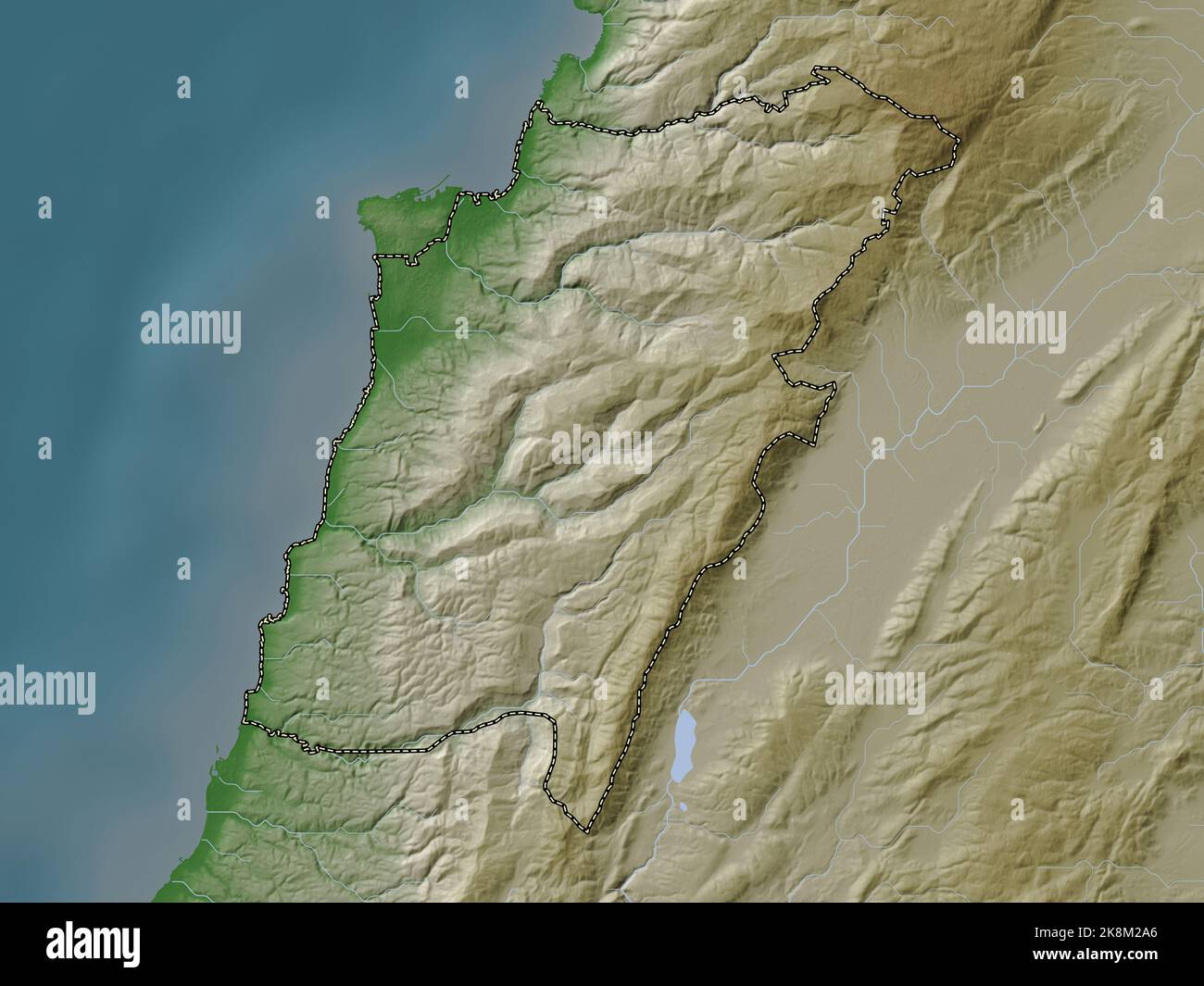 Mont-Liban, gouvernorat du Liban. Carte d'altitude colorée en style ...