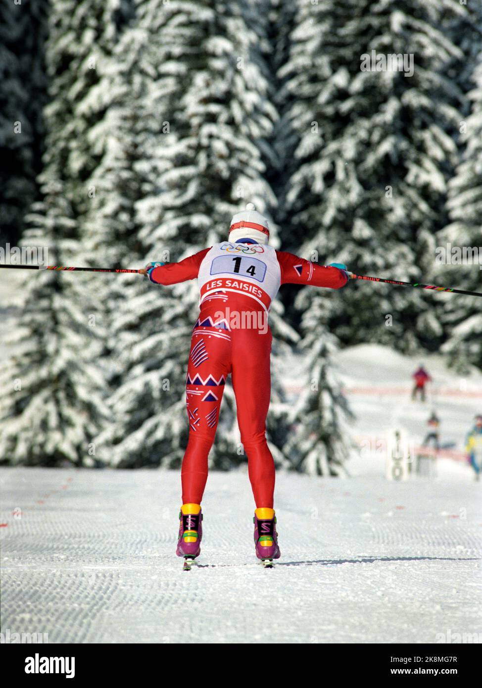 Les Saisies, France Jeux olympiques d'hiver de 19920218 à Albertville. Ski de fond, relais de 4 ...
