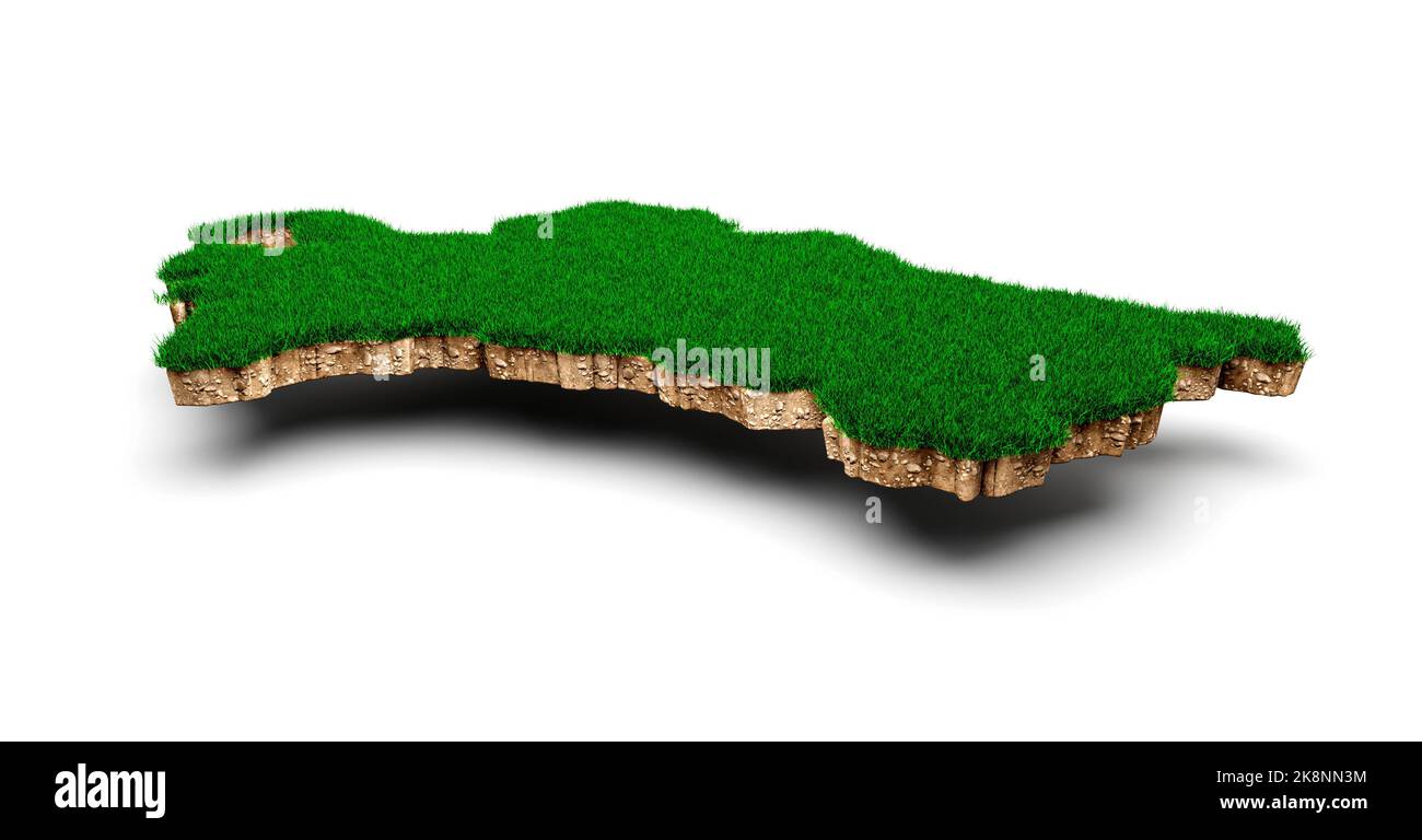 Turkménistan carte géologie du sol coupe transversale avec herbe verte ...