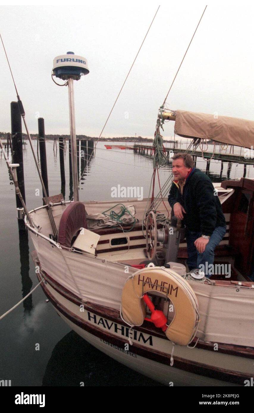 Nøtterøy, Norvège. Double agent Svein-Erik Lamark sur son bateau Havheim. Lamark passera les ...