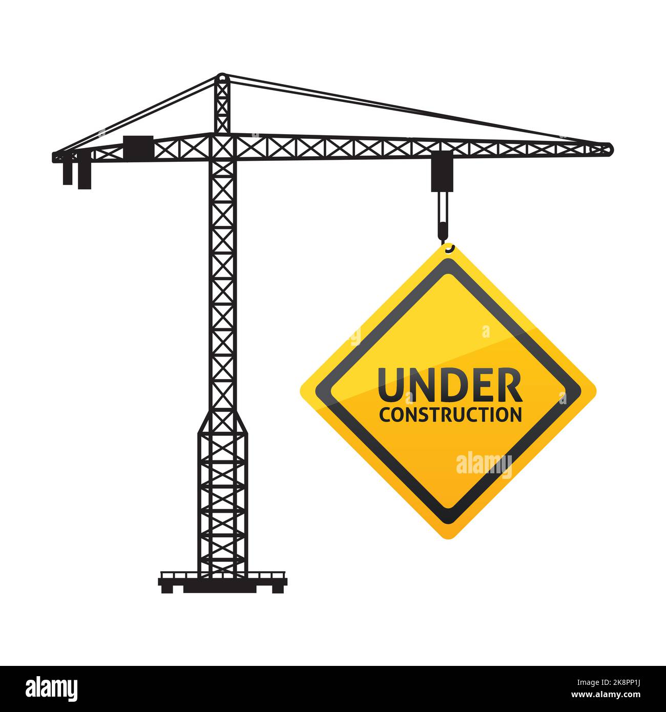 Symbole de sous-construction avec grue. Design moderne. Illustration ...