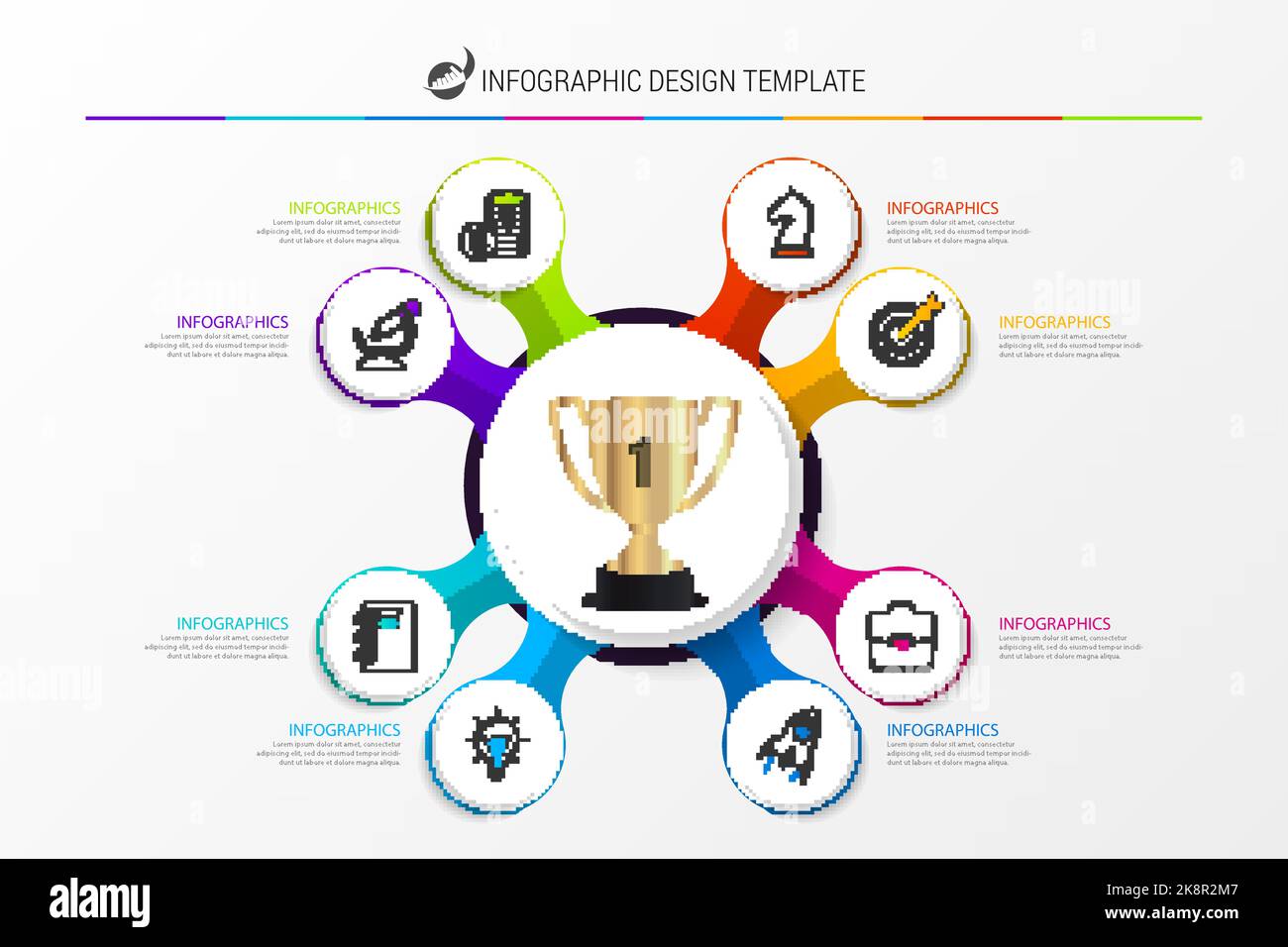 Organigramme en 8 étapes. Modèle d'infographie. Illustration ...