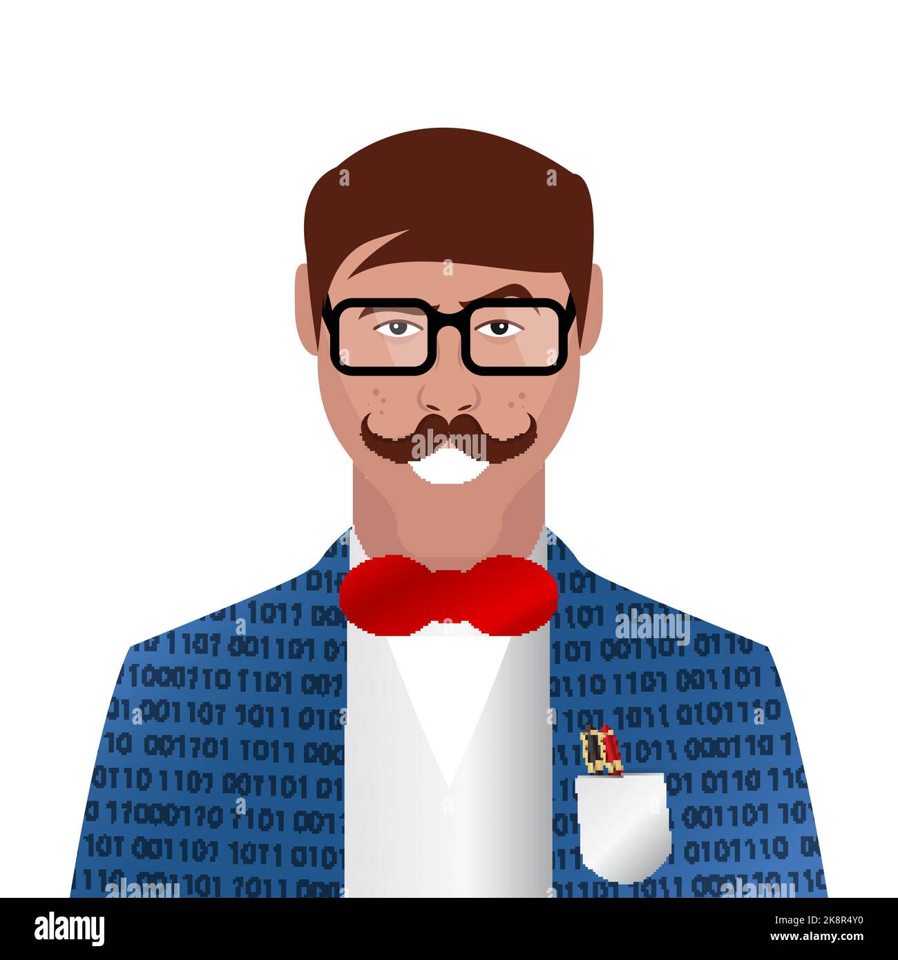 Personnage de dessin animé. Symbole d'avatar. Geek. Nerd Guy ...