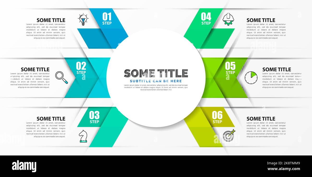 Modèle de conception graphique. Concept créatif en 6 étapes. Peut être ...