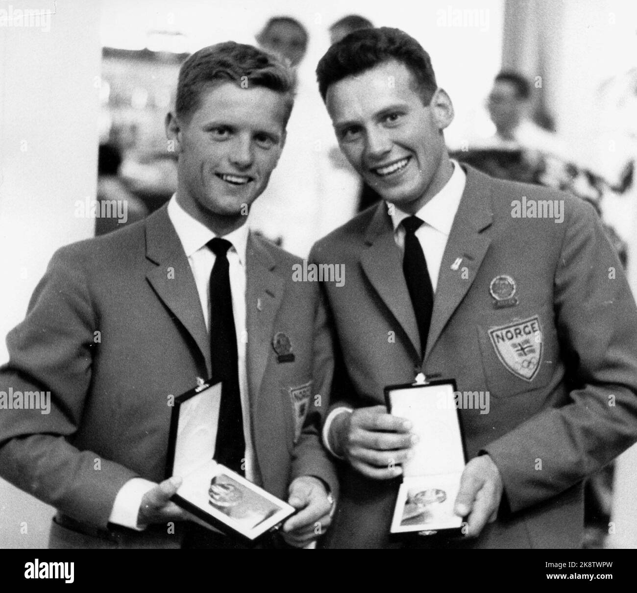 Jeux olympiques de 1960 à Rome. Voile. Les marins norvégiens Peder ...