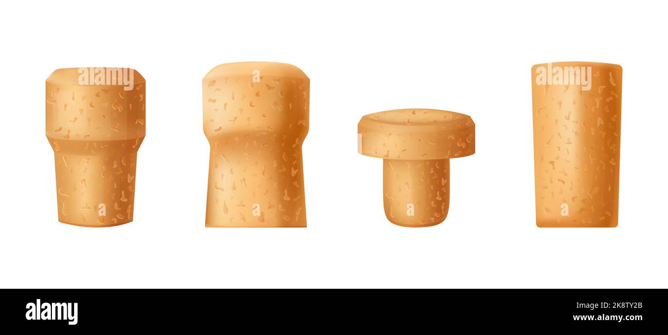 Ensemble bouchon en liège, style de dessin animé texturé en bois ...