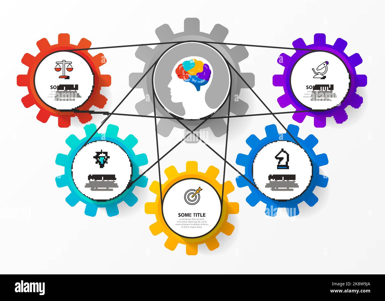 Modèle de conception graphique. Concept créatif en 5 étapes. Peut être ...