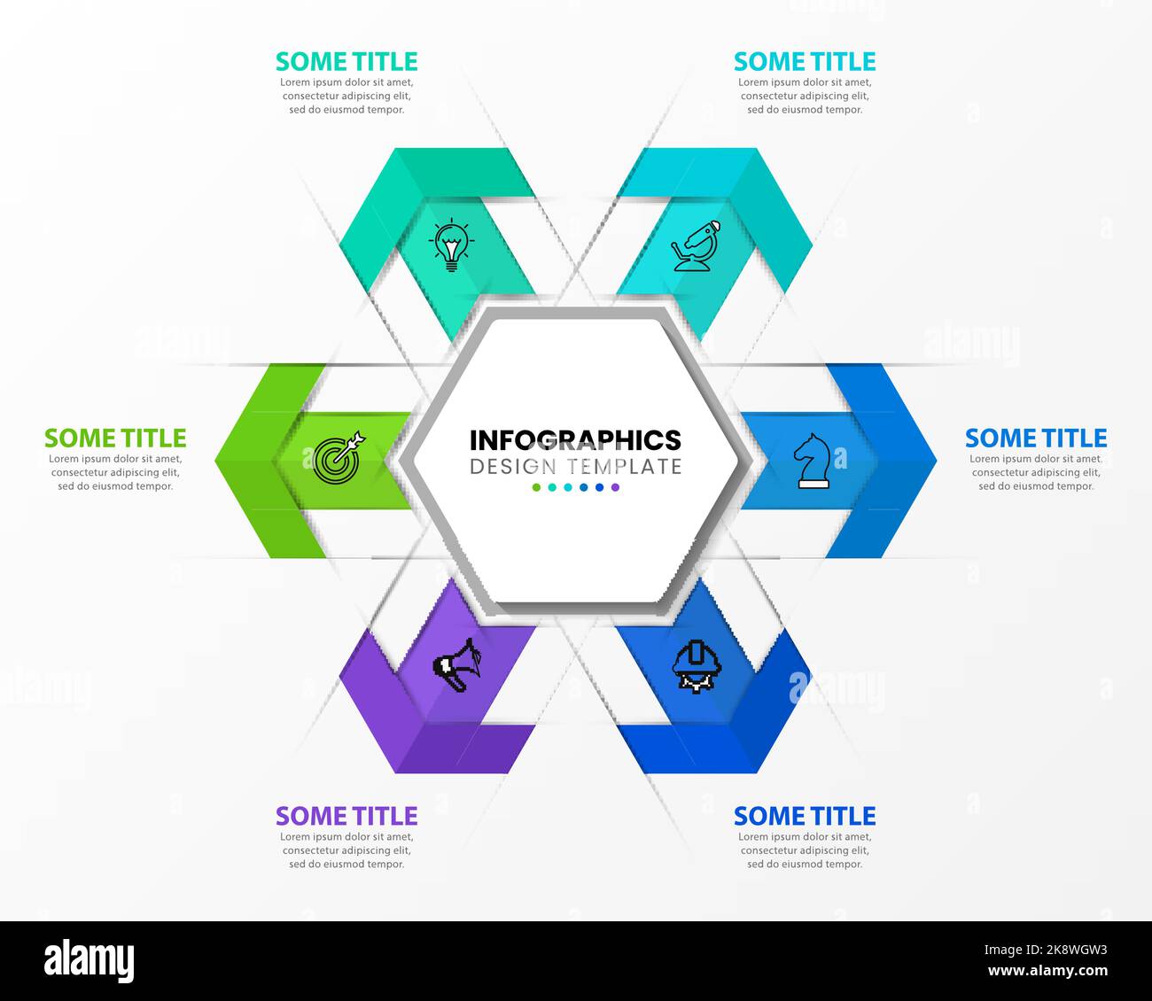 Modèle de conception graphique. Concept créatif en 6 étapes. Peut être utilisé pour la mise en ...