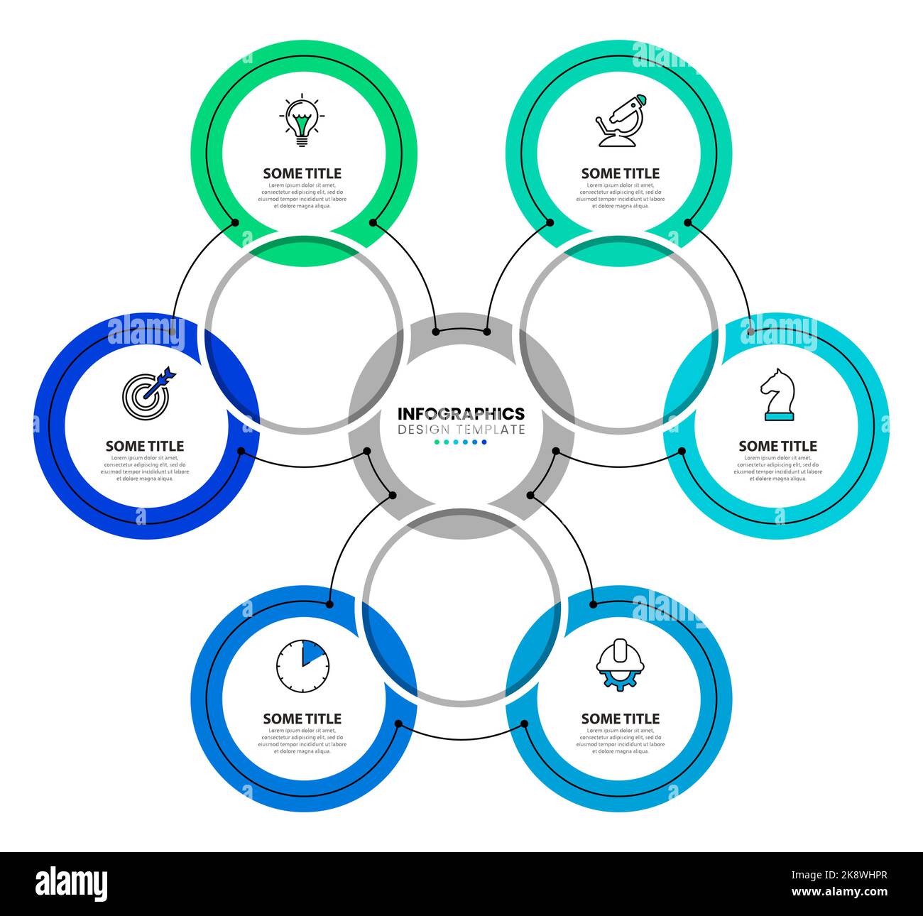 Modèle de conception graphique. Concept créatif en 6 étapes. Peut être ...