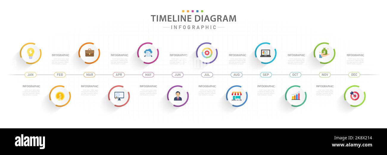 Modèle d'infographie pour les entreprises. Calendrier de diagramme de ...