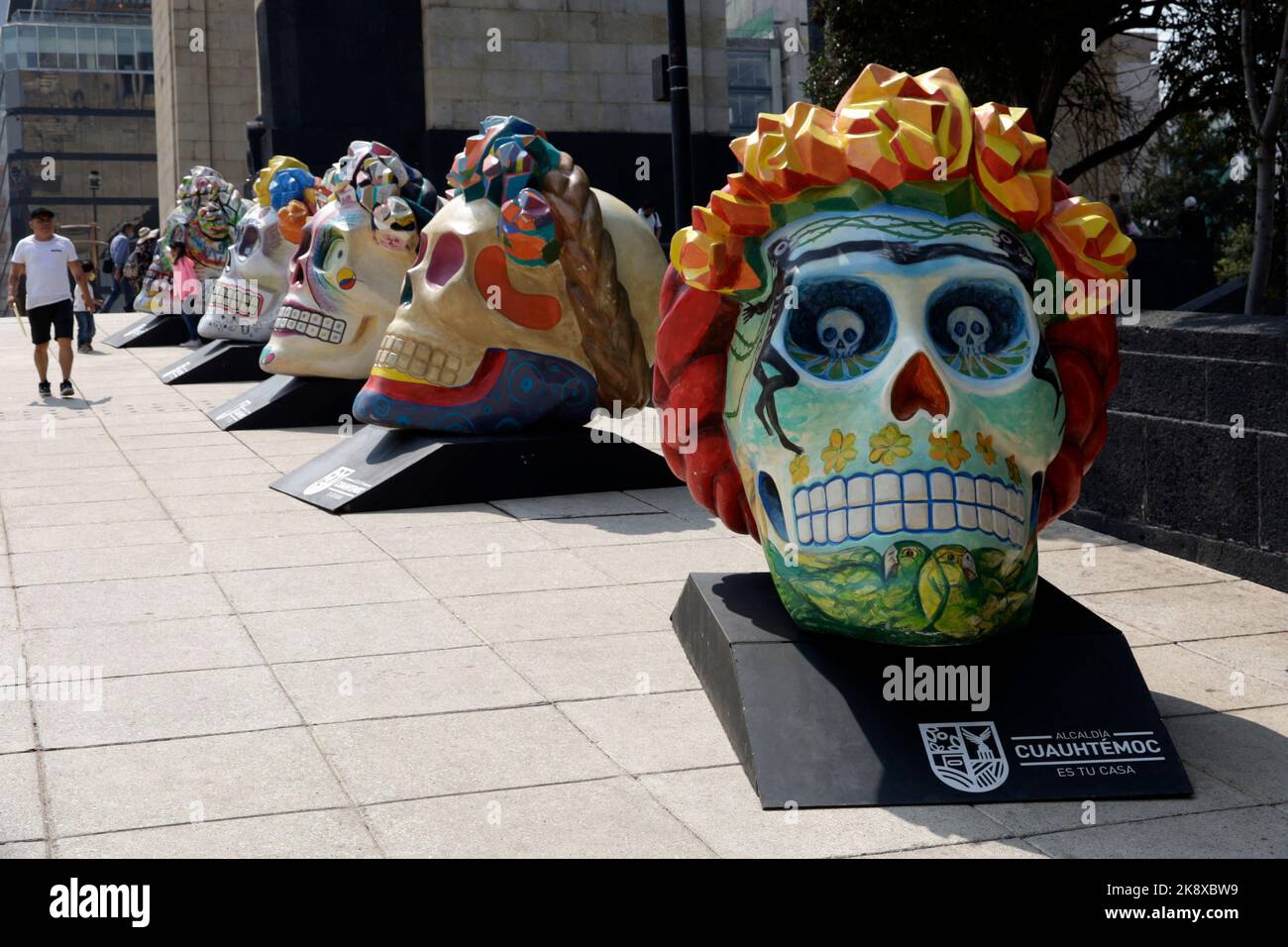 Exposition de crânes en hommage à l'artiste mexicain Frida Kahlo au ...