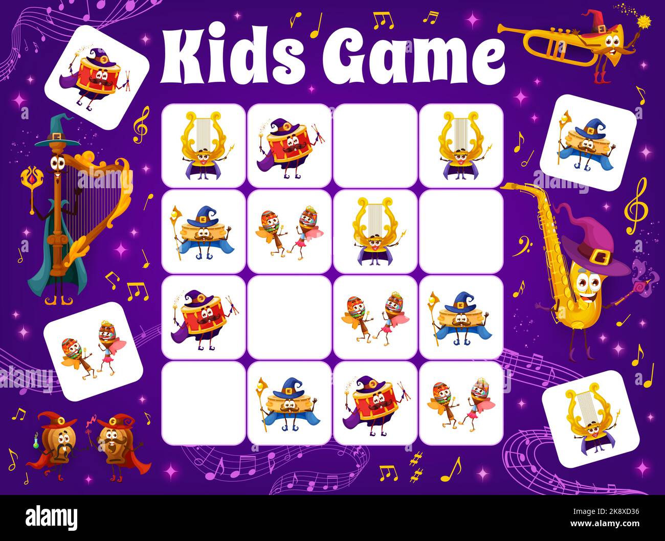 Sudoku jeu Wizard et fée instruments de musique personnages entre les ...