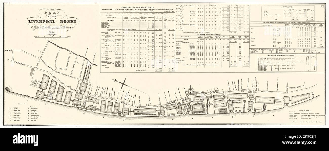 Un plan de 1846 de Liverpool Docks par le designer et architecte Jesse ...