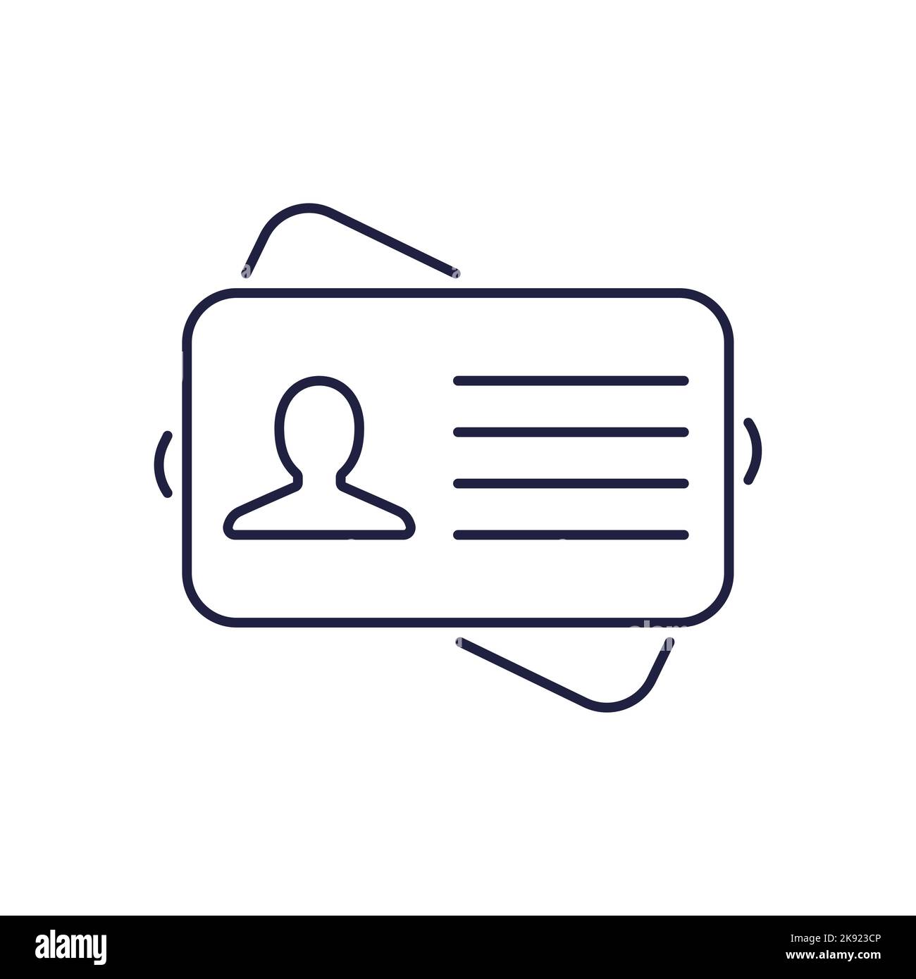 Icône de ligne de carte d'identité vecteur d'identification pictogramme ...