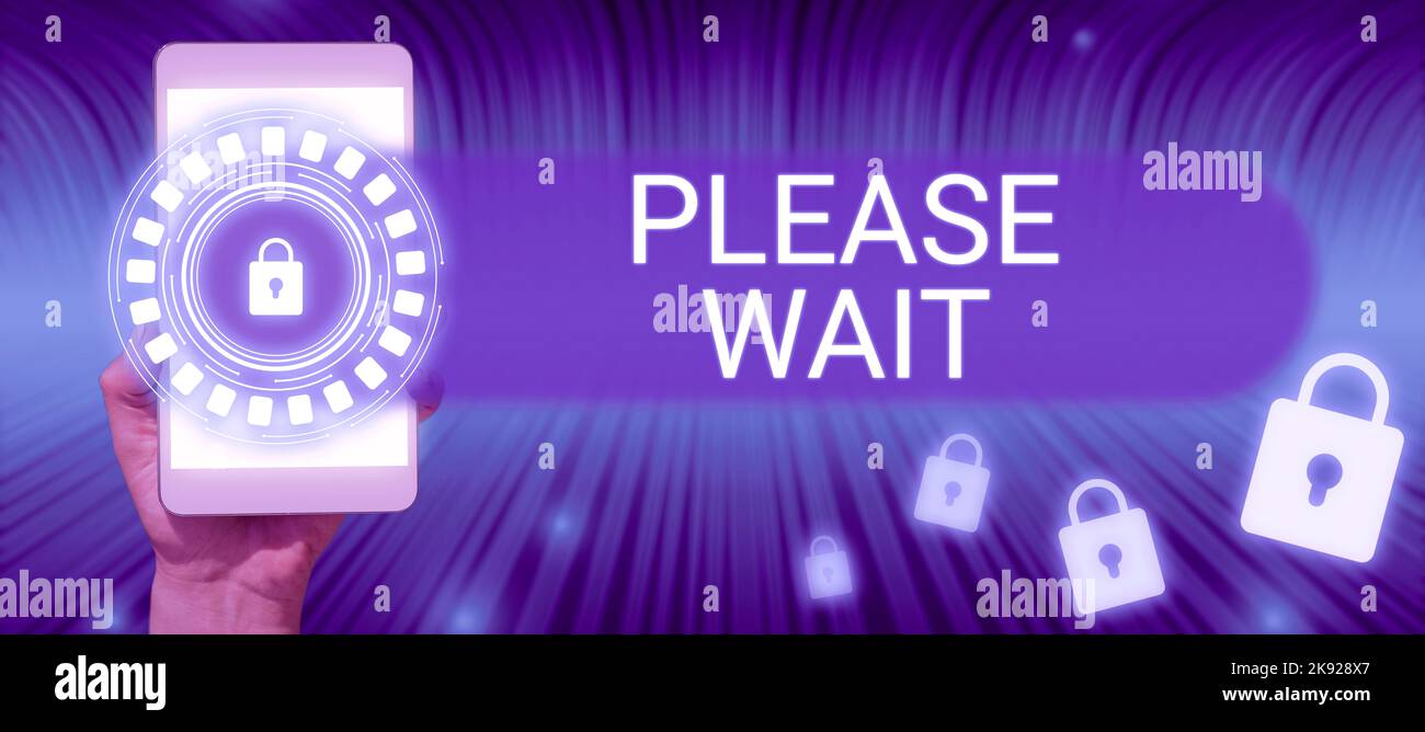 Affichage conceptuel Veuillez patienter. Présentation commerciale pour ...
