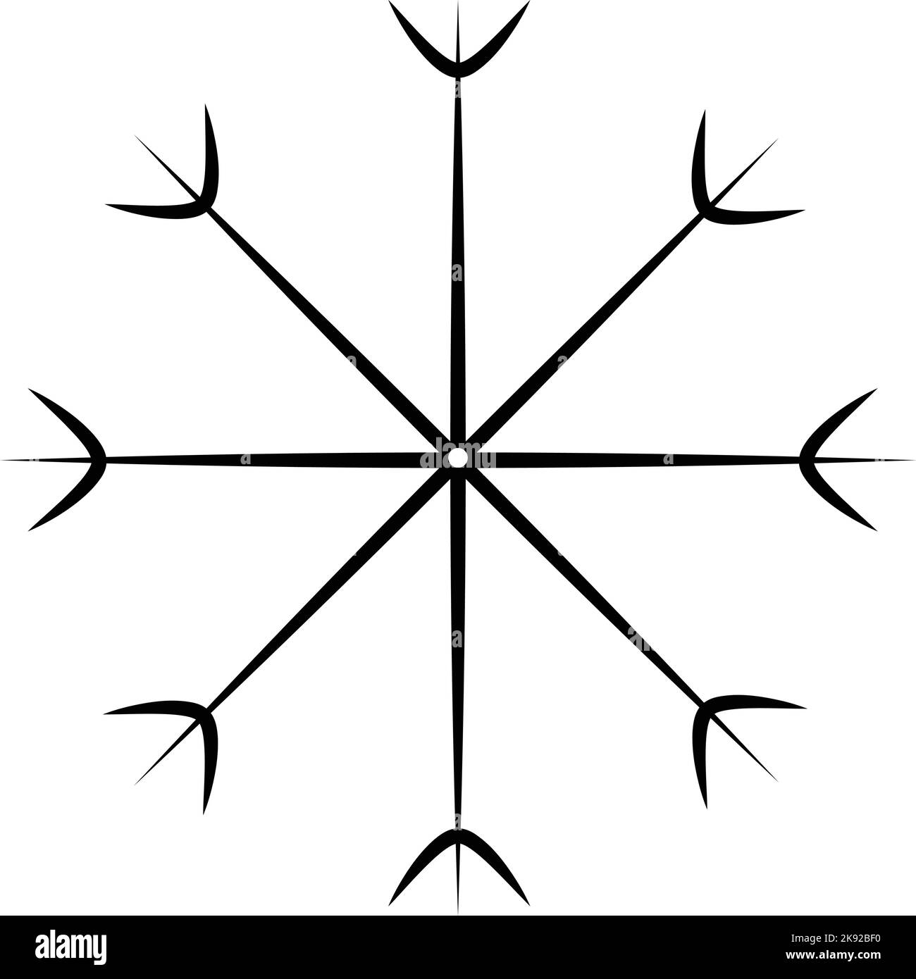Dessin d'un simple flocon de neige dans un style minimaliste. Icône de ...
