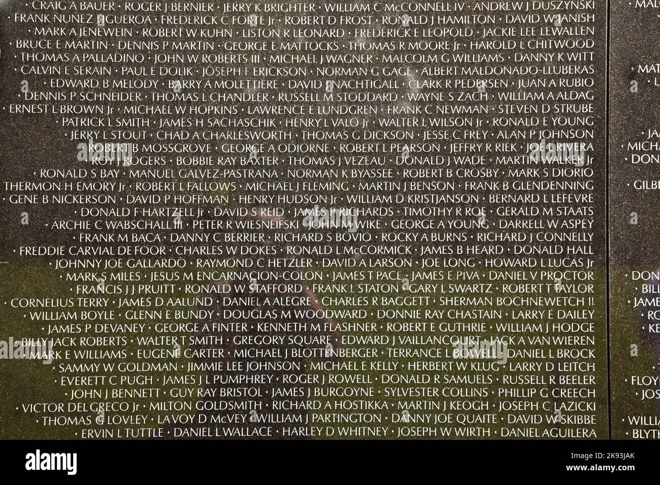 Washington, Etats-Unis - 15 juillet 2010 : noms des victimes de la ...