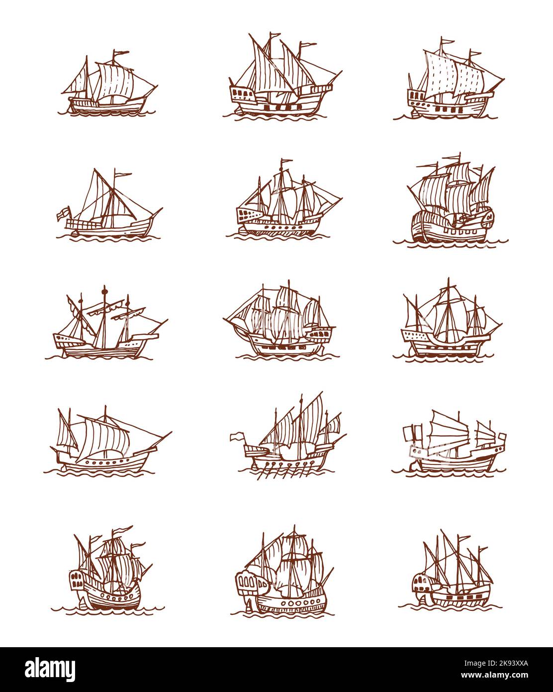 Croquis de voiliers de Banque d'images vectorielles - Alamy