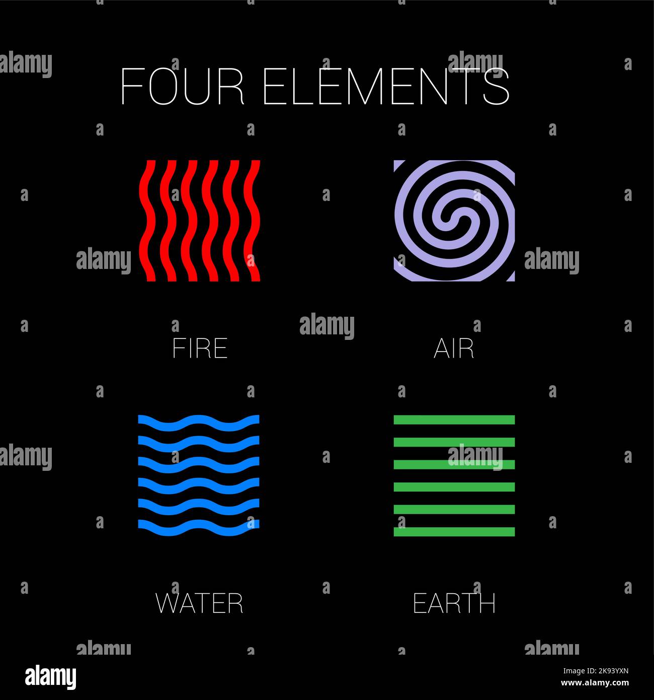 4 éléments terre air eau feu Banque d'images vectorielles - Alamy