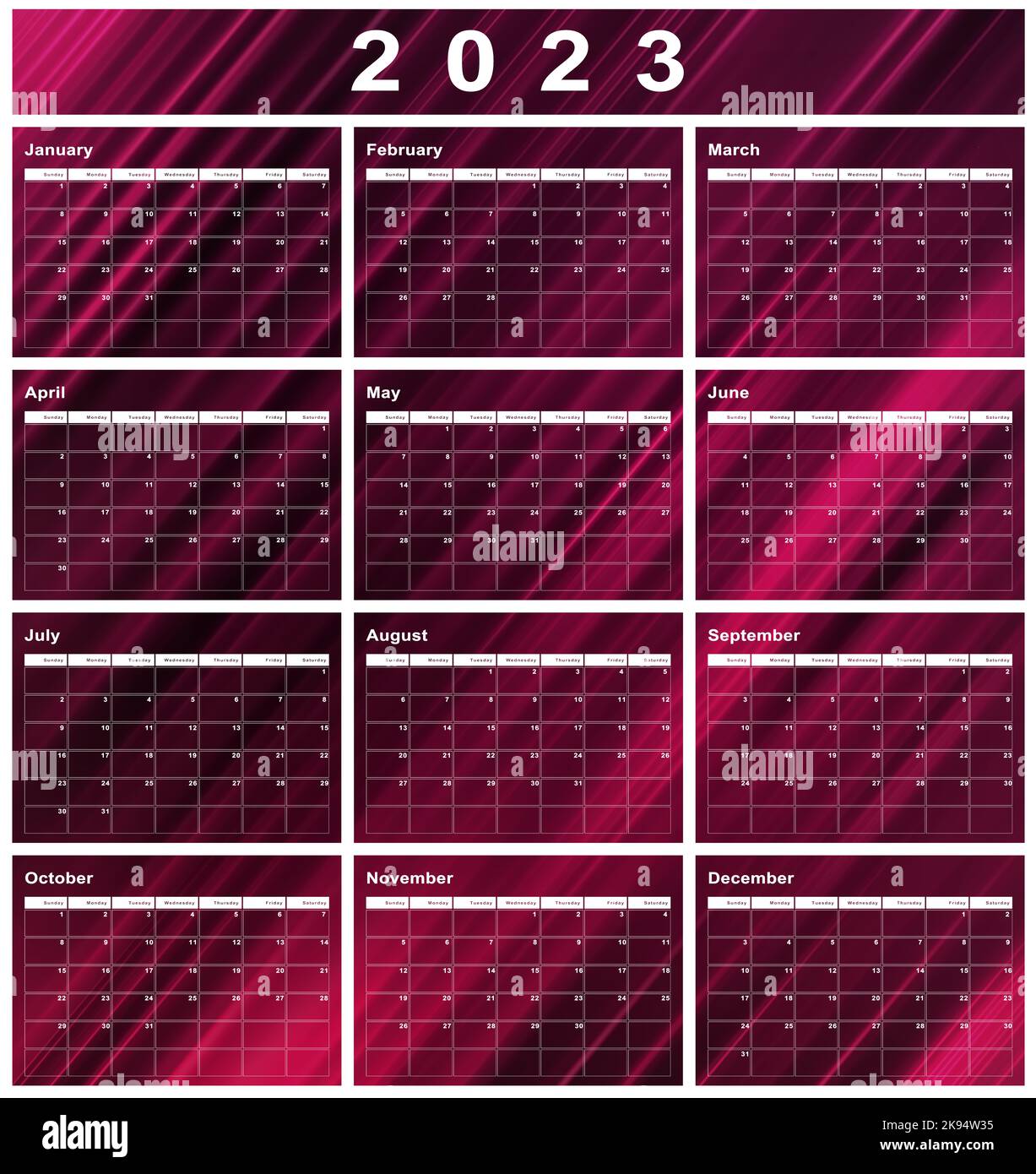 Calendrier 2023 a imprimer Banque d'images détourées - Alamy