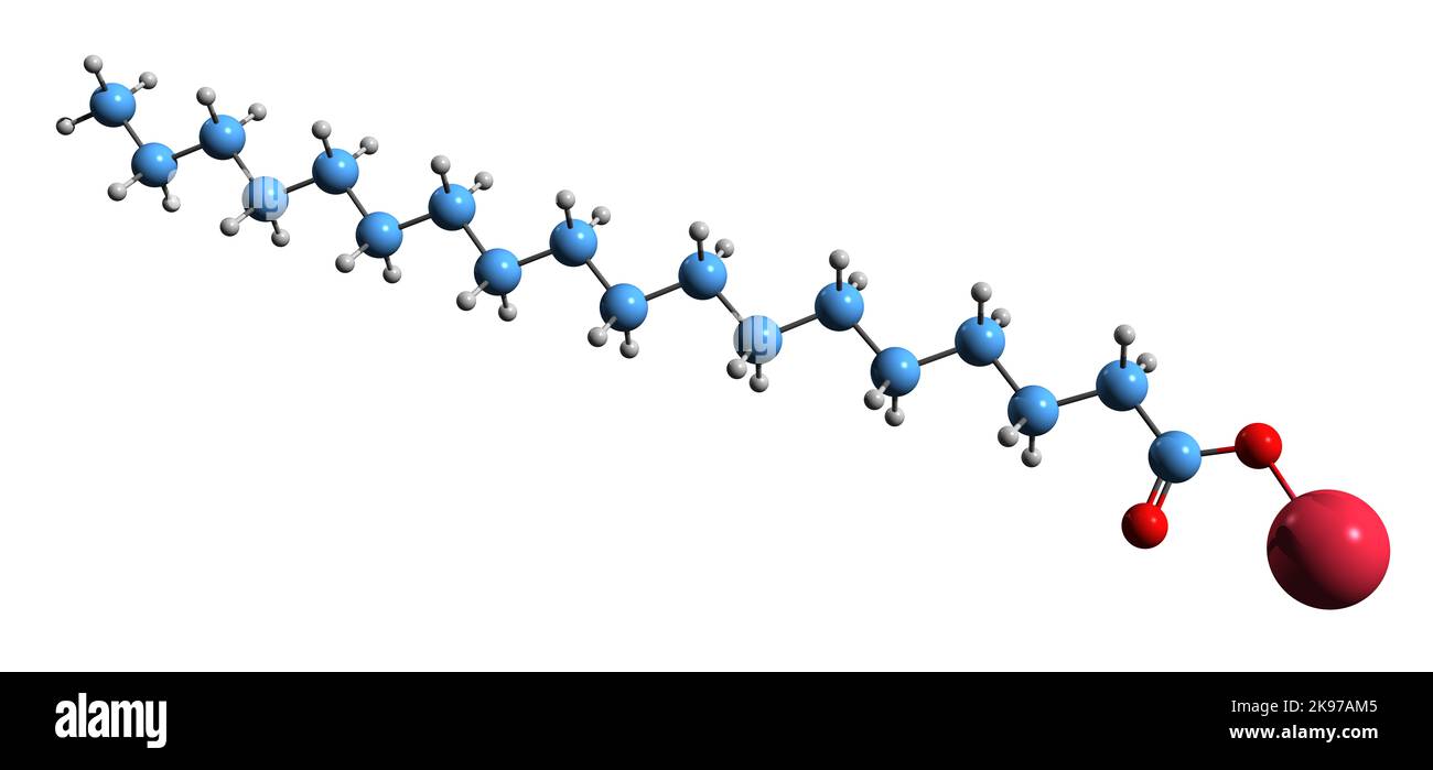 3D image de la formule squelettique du stéarate de sodium - structure ...