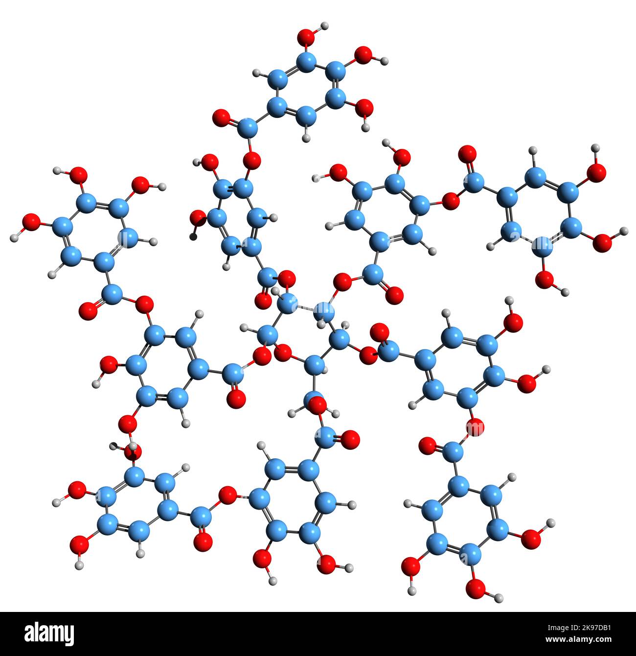 3D image de la formule squelettique de l'acide tannique - structure ...