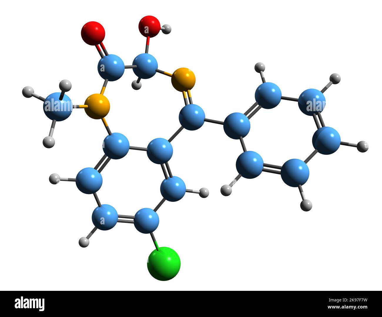3D image de la formule squelettique du Temazepam - structure chimique ...