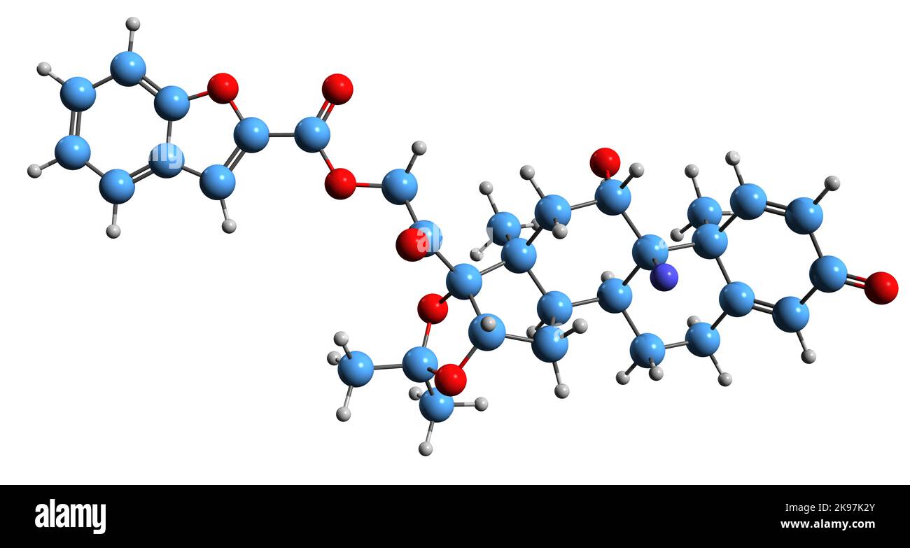 3D image de la formule squelettique du furetonide de Triamcinolone ...