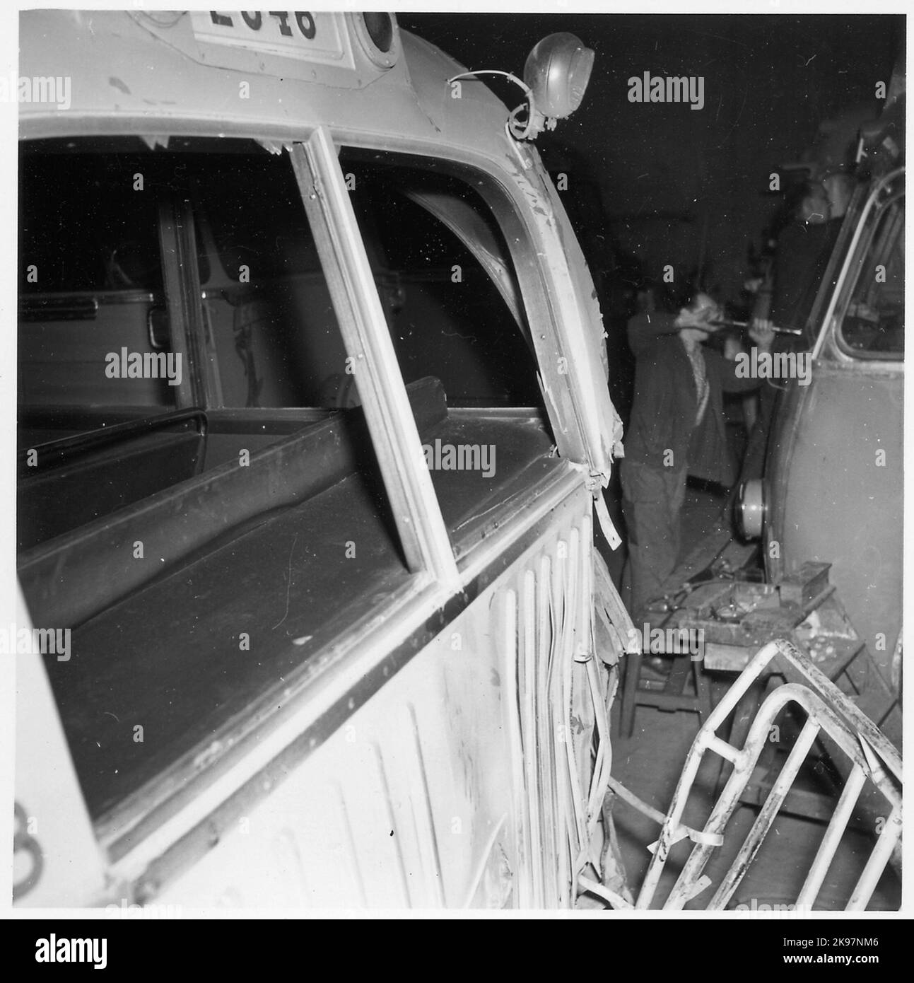 Détails sur l'autobus endommagé par l'accident, State Railway, SJ bus ...