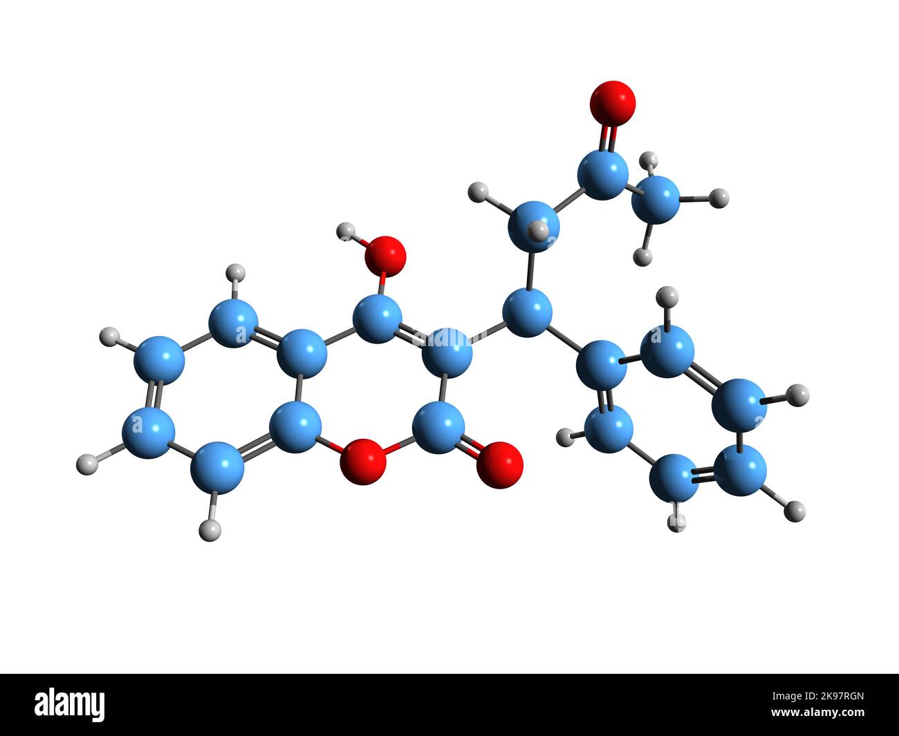 3D image de la formule squelettique de warfarine - structure chimique ... 3D image de la formule squelettique de warfarine - structure chimique ...