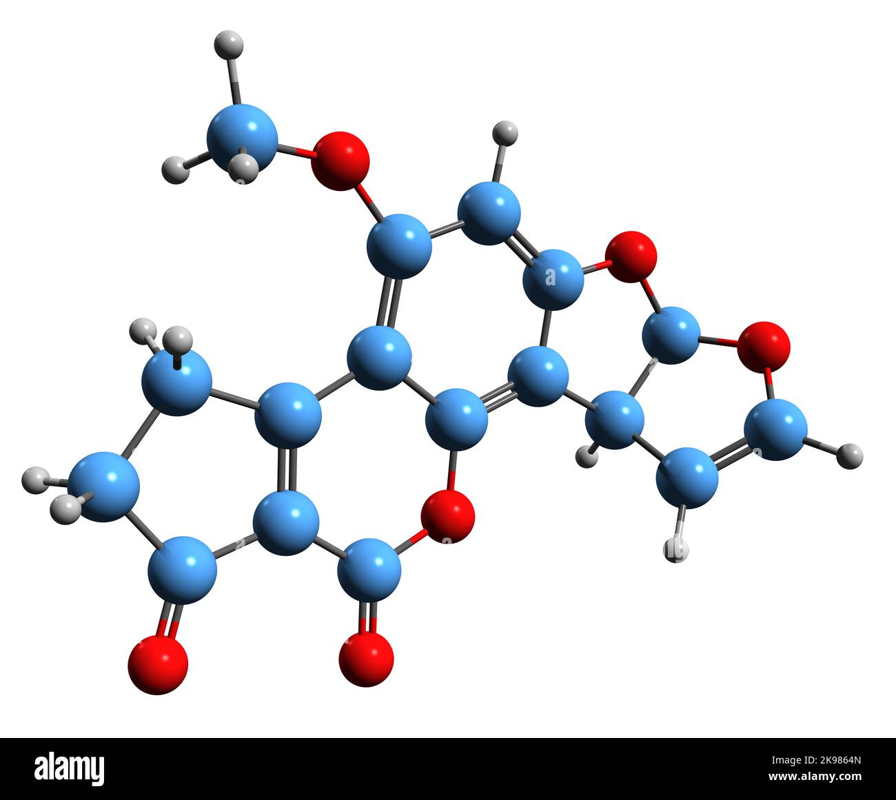 3D image de l'aflatoxine B1 formule squelettique - structure chimique ...