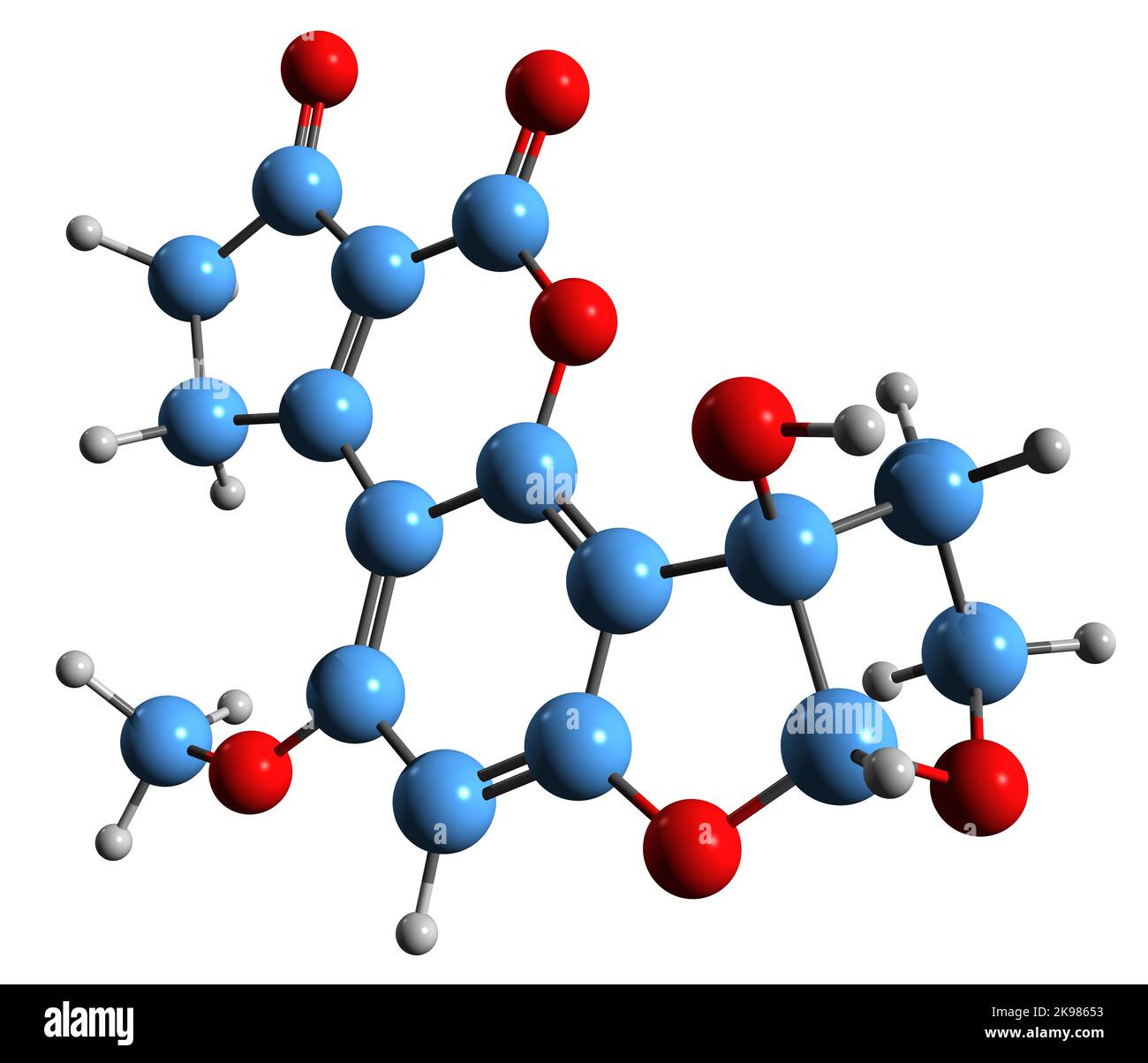 3D image de l'aflatoxine M2 formule squelettique - structure chimique ...
