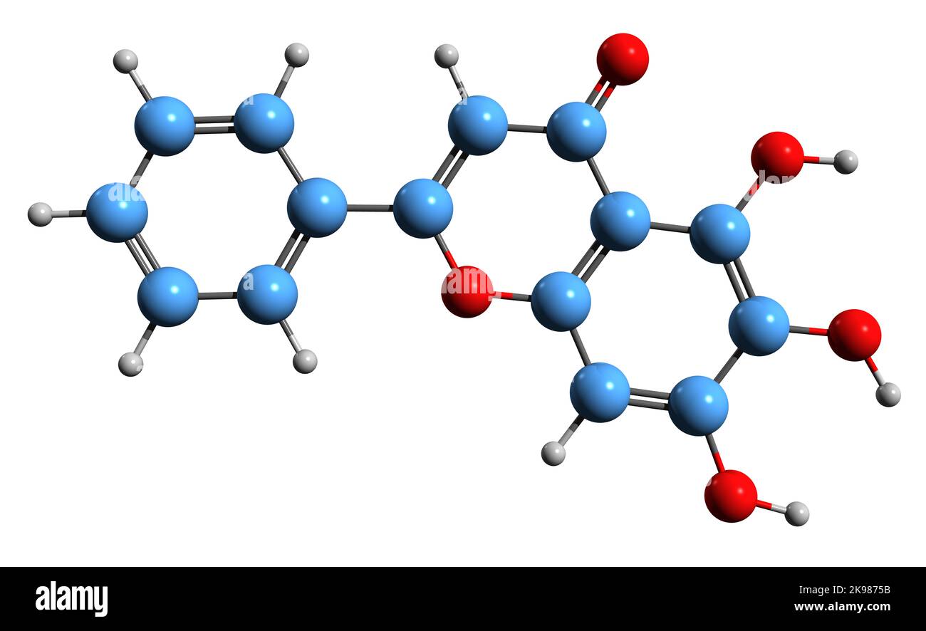 3D image de la formule squelettique de Baicalein - structure chimique ...