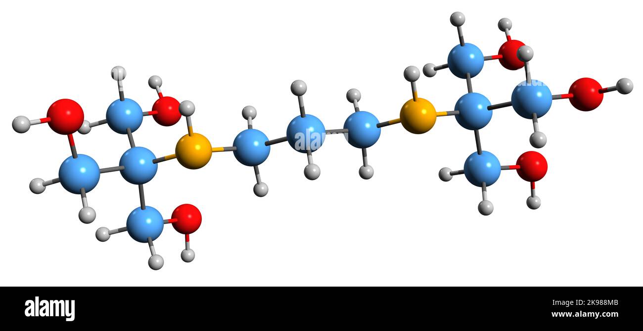 3D image de la formule squelettique bis-tris propane - structure ...
