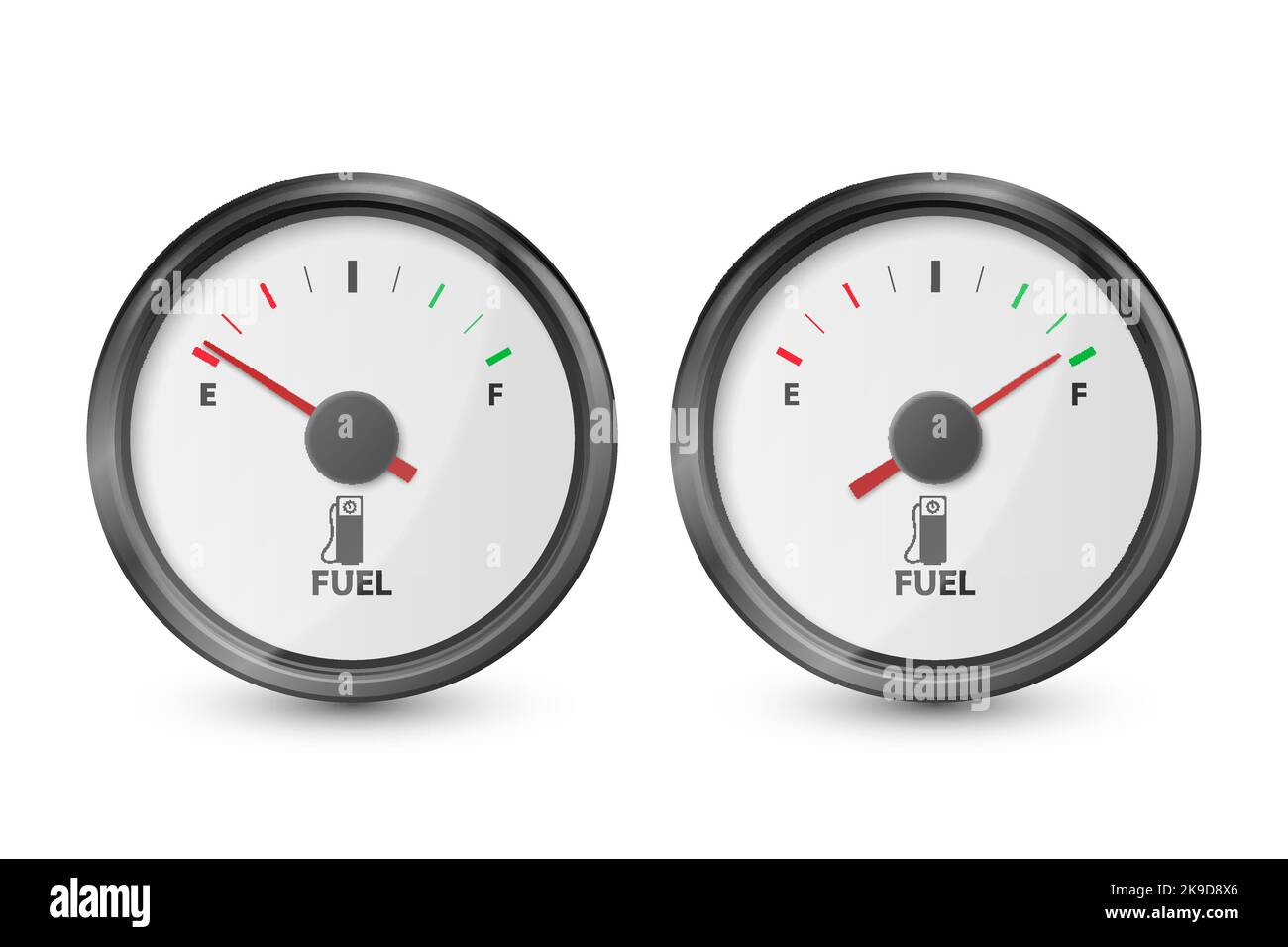 Vector 3d Realistic Black and White Circle Gas Fuel Tank Gauge, Oil ...
