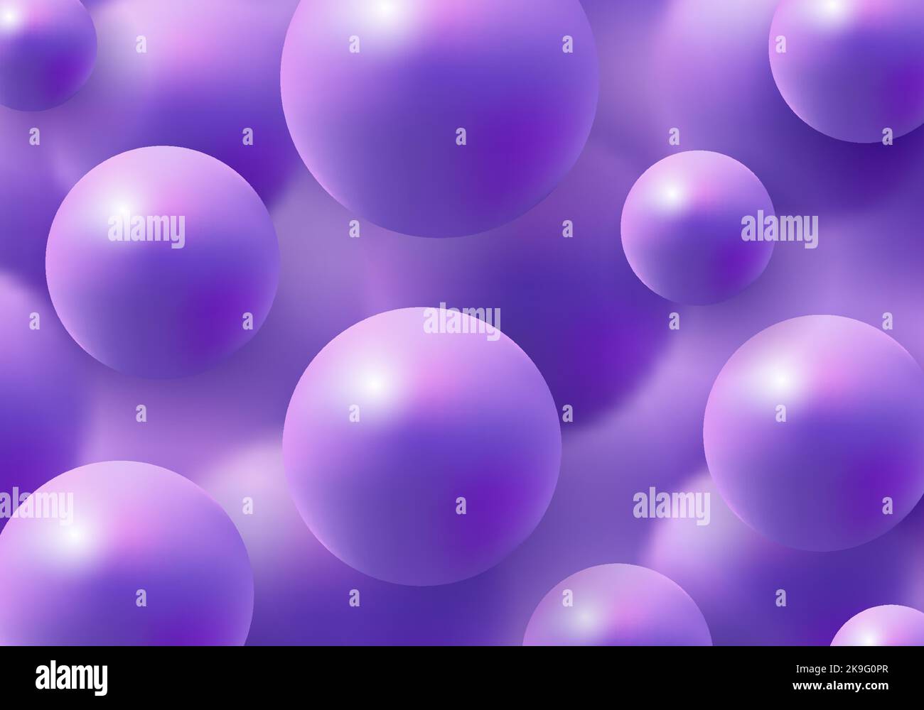 3D boules violettes réalistes sur des éléments effet flou arrière-plan ...