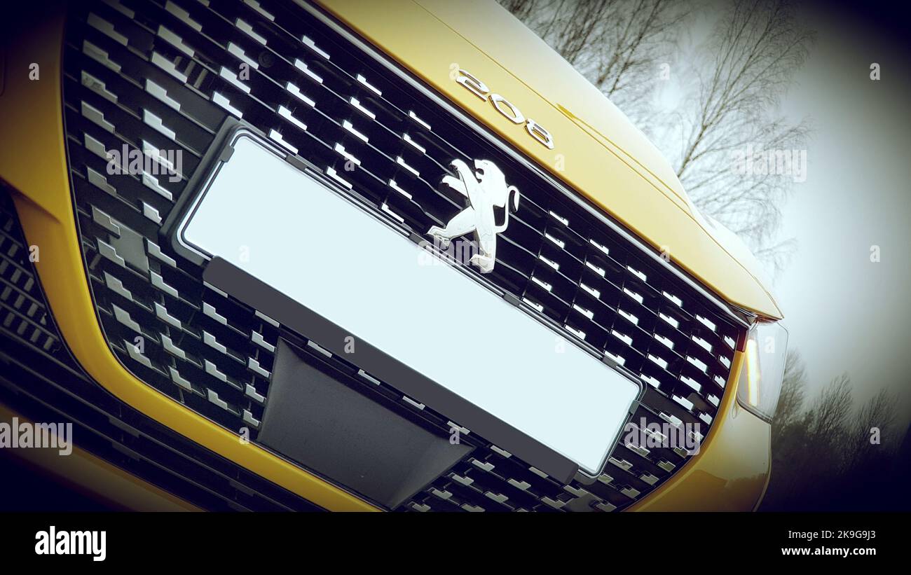 Le nouveau logo Peugeot emblème 208 car extérieur 2022 2023 2024 car ...