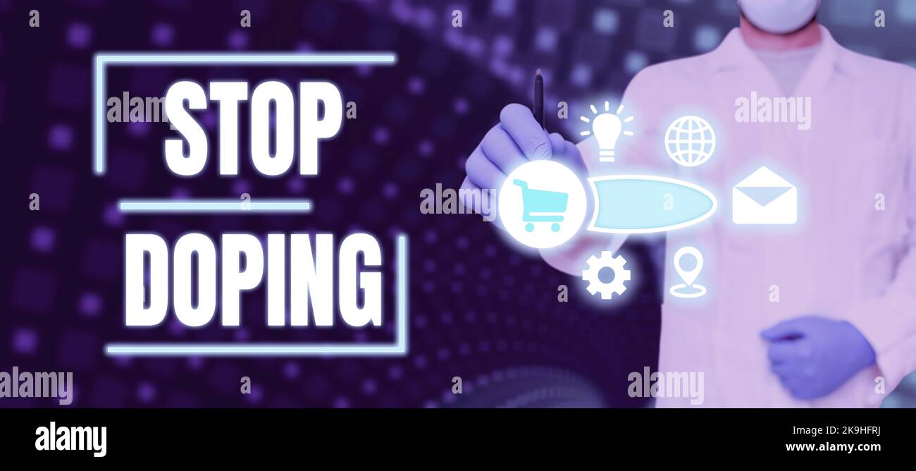 Affiche textuelle indiquant Arrêter le dopage. Mot pour mettre une fin ...
