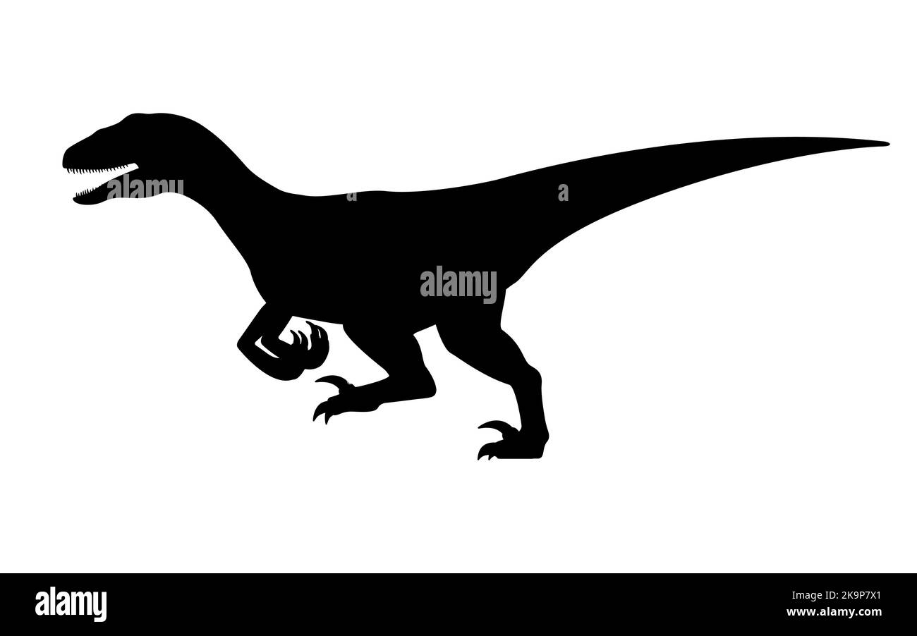 Silhouette de dinosaure de course à pied velociraptor. Illustration vectorielle d'une silhouette ...