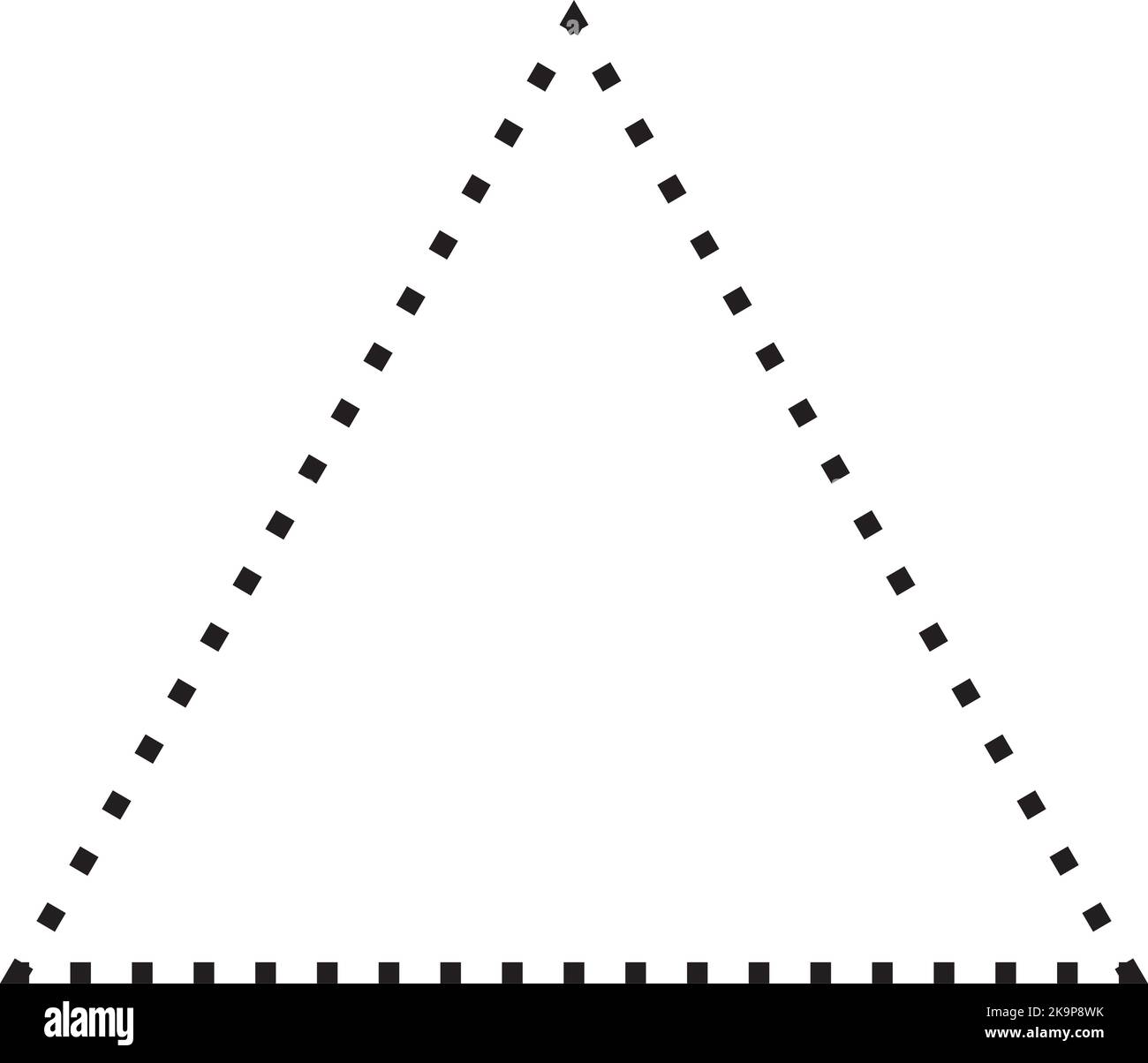 Symbole vectoriel en forme de triangle à icône en pointillés pour la ...