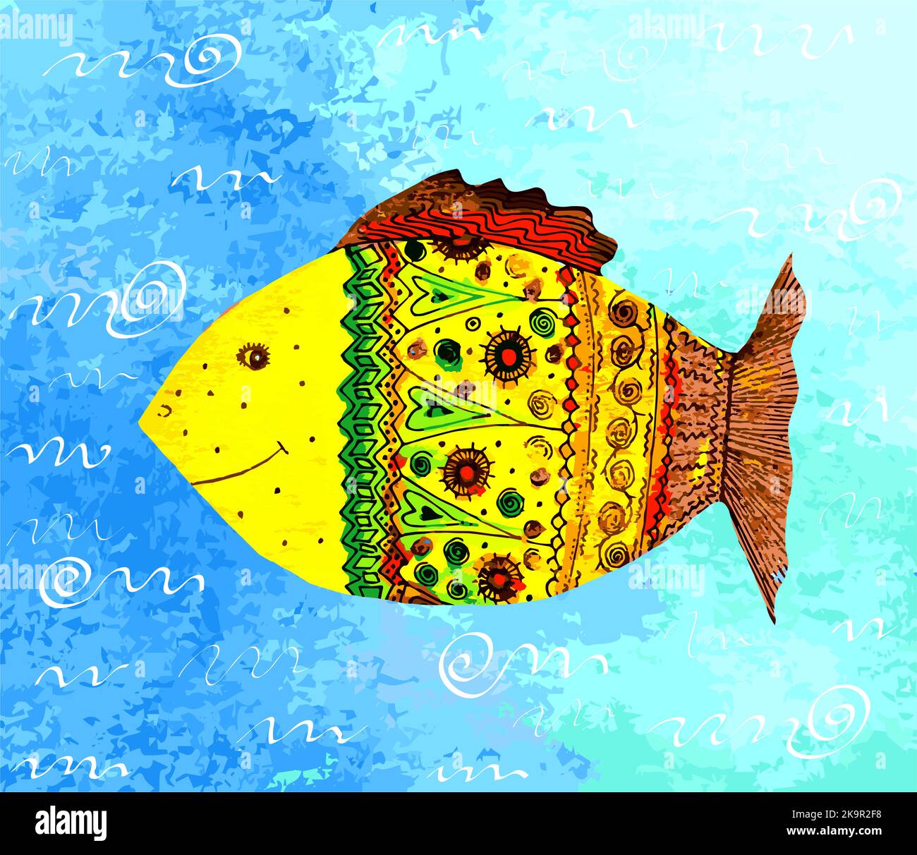Group funny cartoon fish sea Banque d'images vectorielles - Alamy