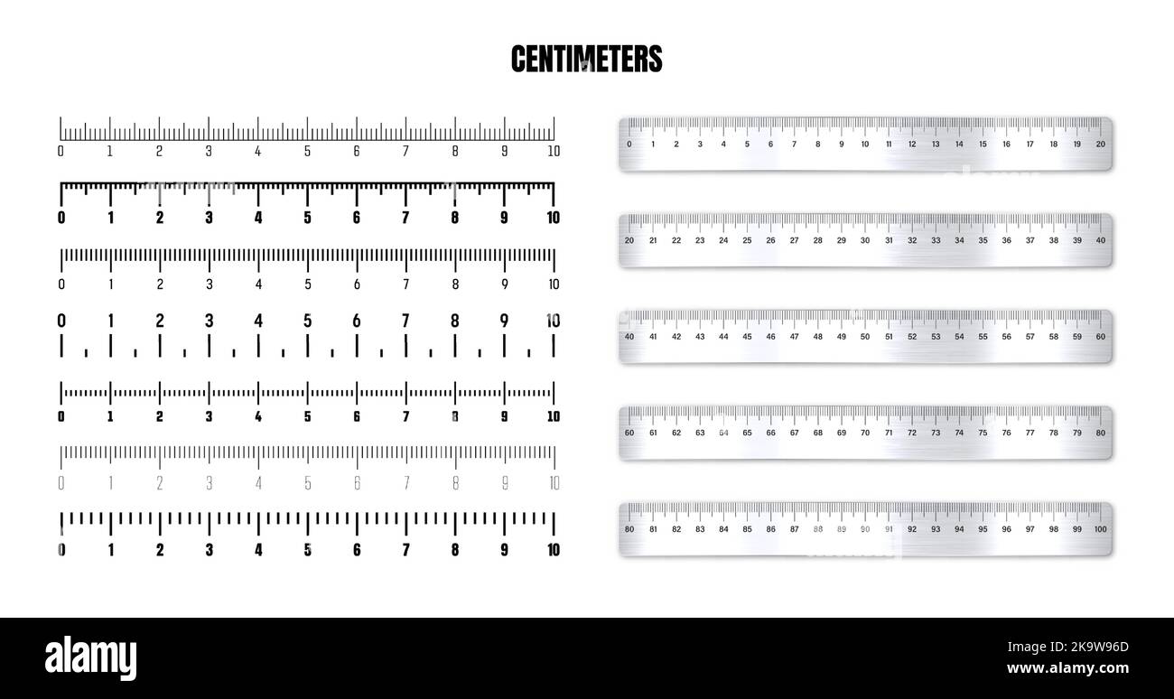 Règles métalliques réalistes avec échelle en centimètres noirs pour ...