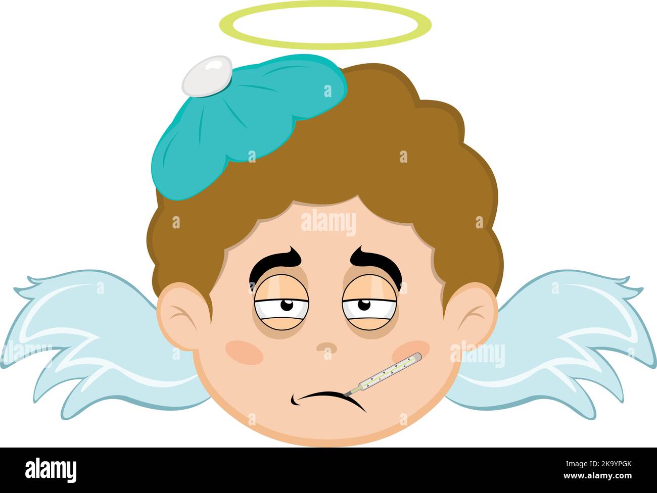 Illustration vectorielle du visage d'un ange malade, avec un ...