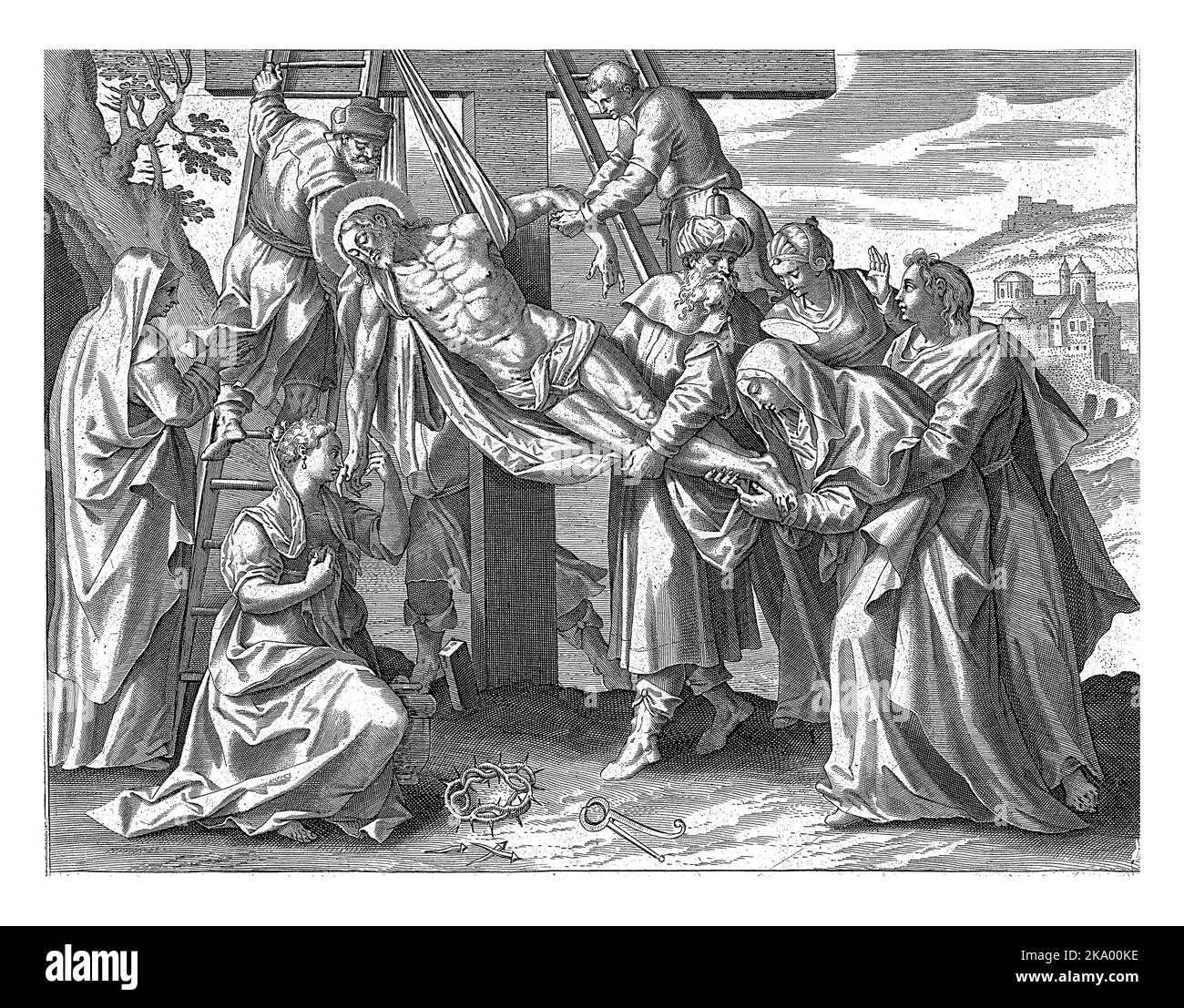 Joseph of arimathea and nicodemus Banque d'images noir et blanc - Alamy