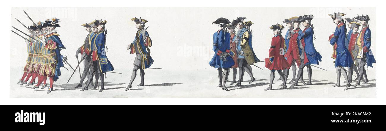 Les cent-Suisses et les officiers militaires. Dans la marge la légende ...