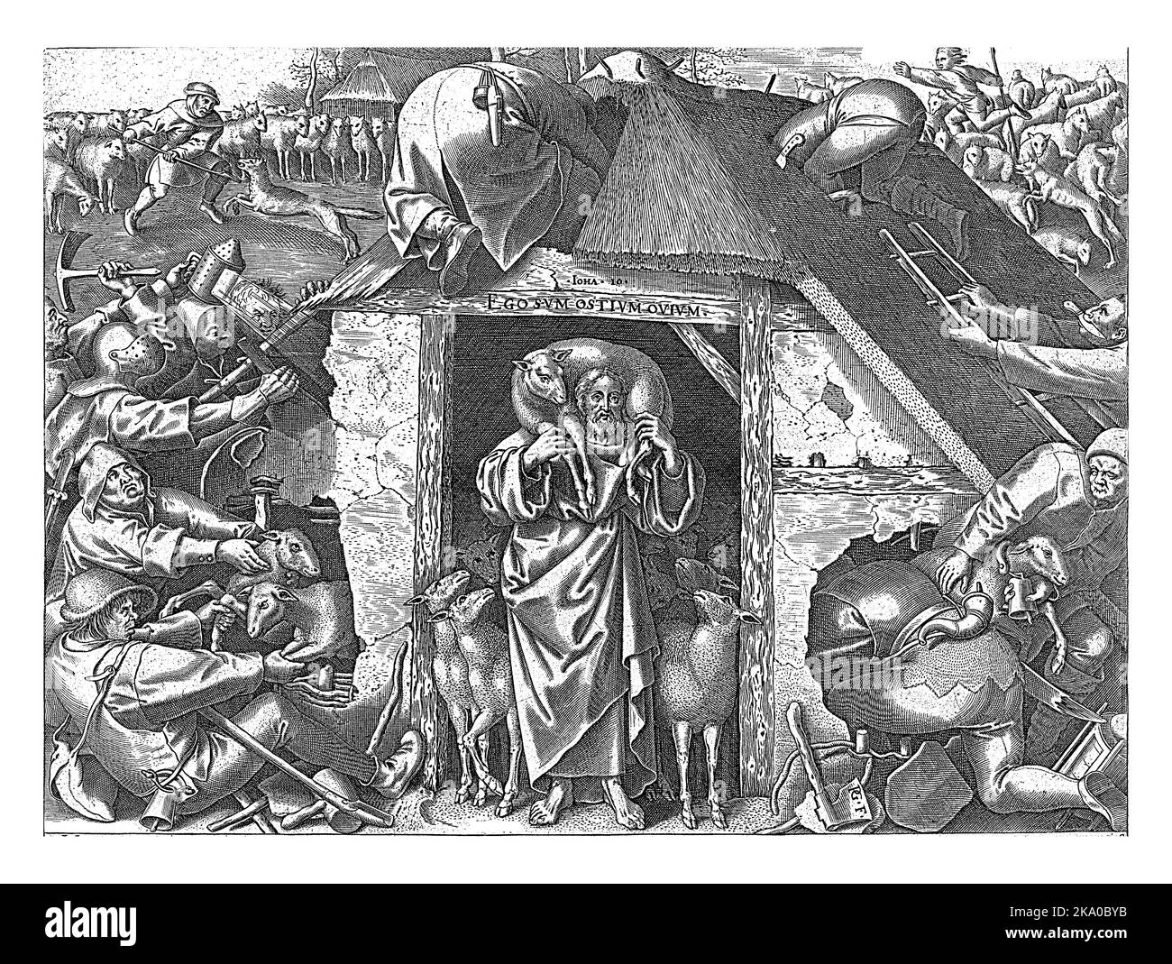 Parabole du bon berger Banque d'images noir et blanc - Alamy