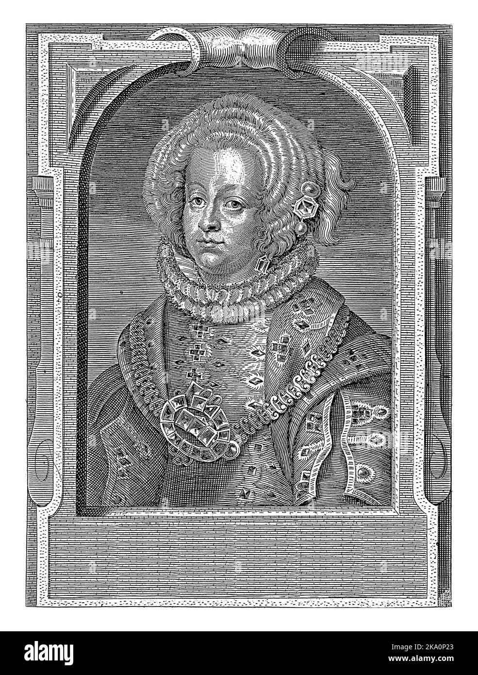 Buste portrait de Maria Leopoldina d'Autriche, dans une robe richement ...